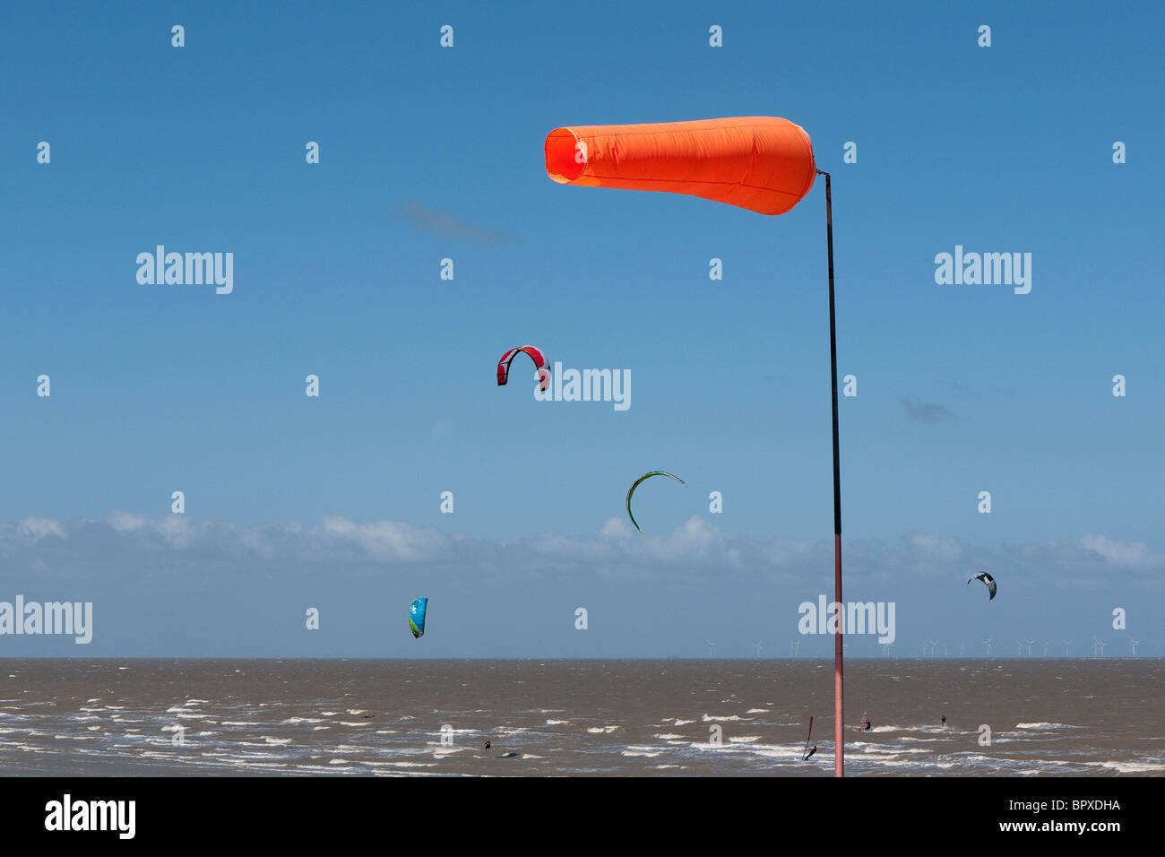 Windsock on beach at Minnis Bay Thanet Kent Stock Photo - Alamy