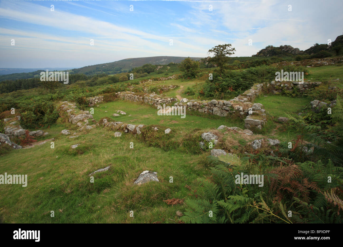 Hound Tor medieval village, Dartmoor, Devon, England, UK Stock Photo ...