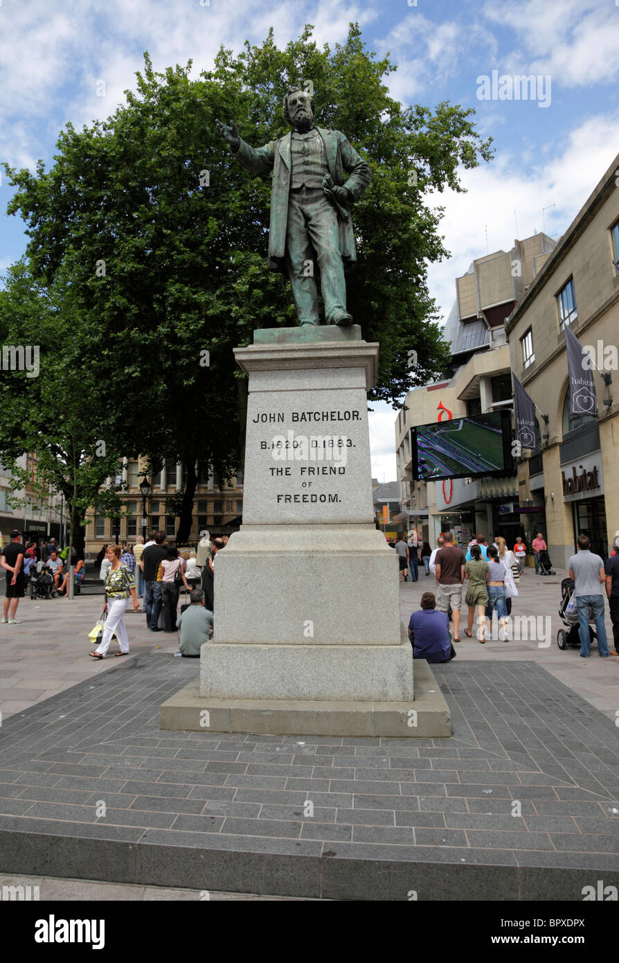 Statue of John Batchelor near St Davids Hall The Hayes Cardiff Wales UK ...