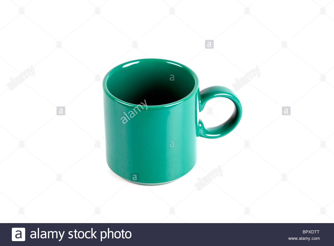 Green mug on white background Stock Photo - Alamy