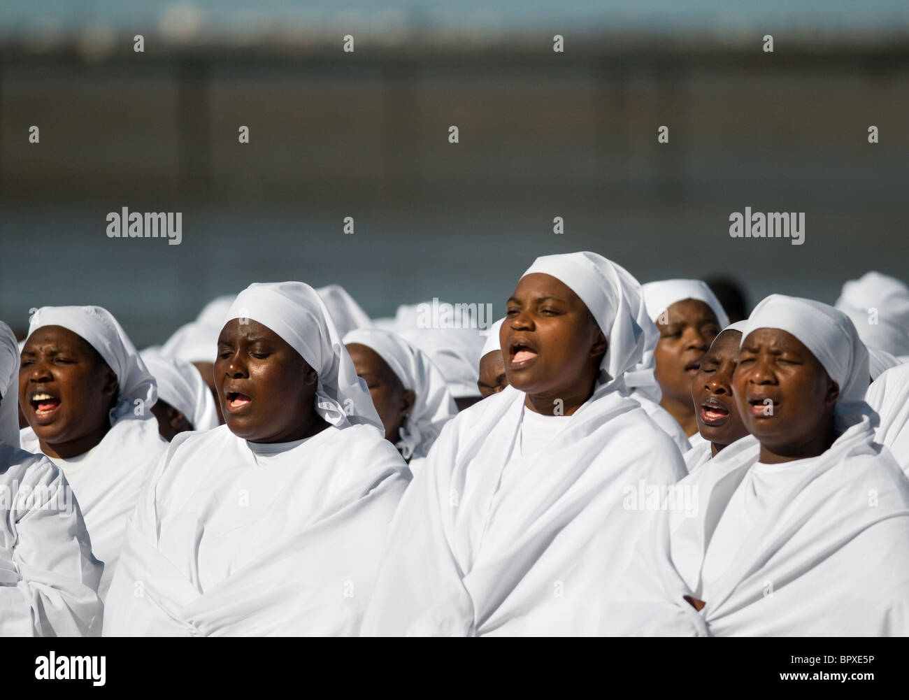The female congregation of the Apostles of Muchinjikwa church. Photo by ...