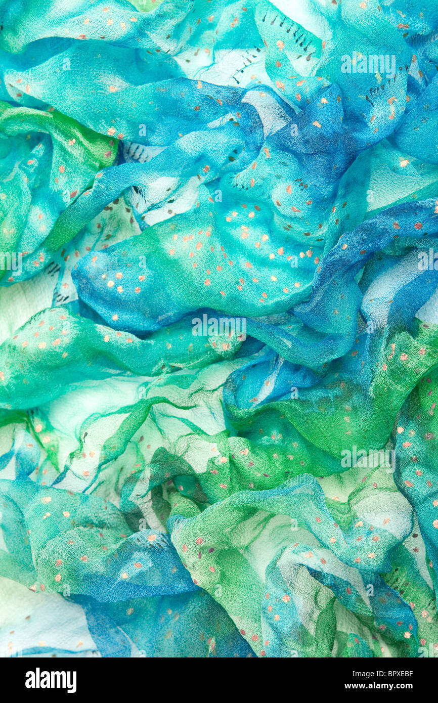 Sea color silk chiffon background Stock Photo - Alamy