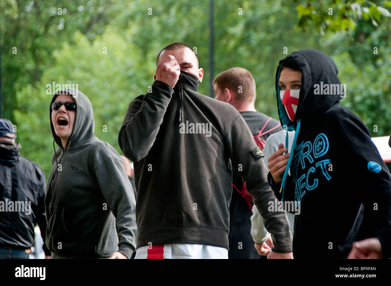 Members of Islamophobic right wing group The English Defence League ...
