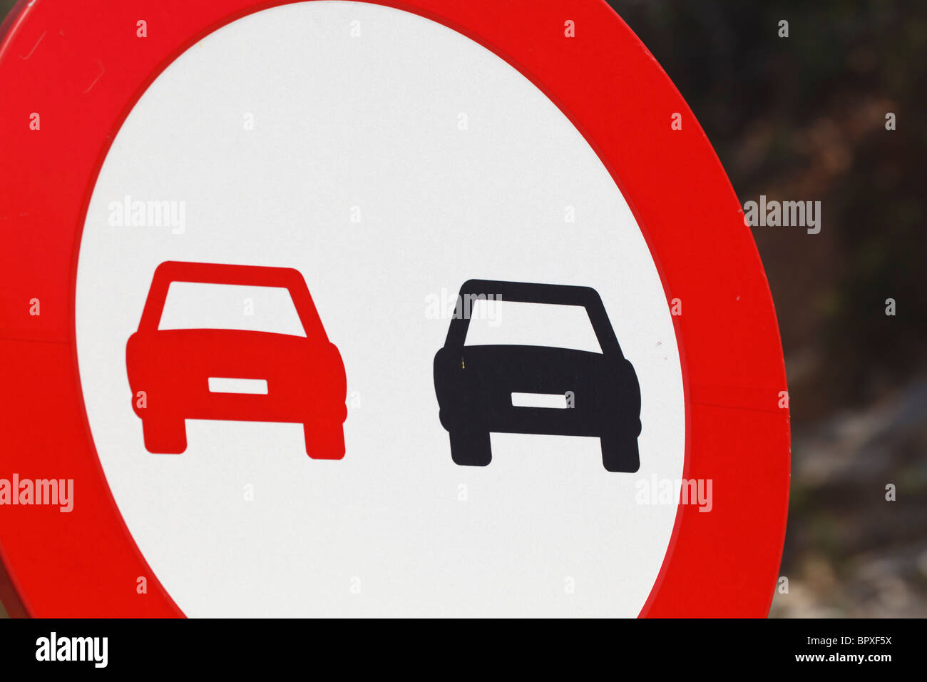 No Passing road sign on a Spanish road Stock Photo - Alamy