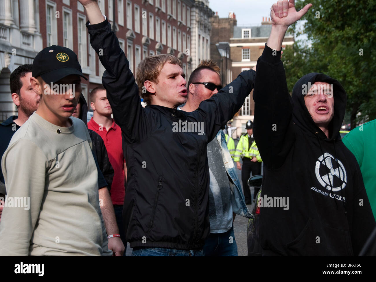 Members of Islamophobic right wing group The English Defence League ...