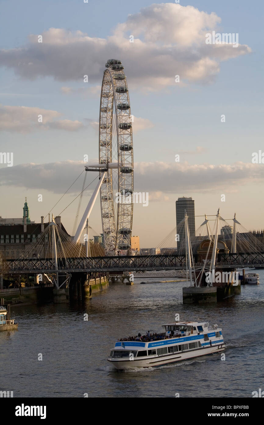 The River Thames from Waterloo Bridge with the London Eye South Bank ...