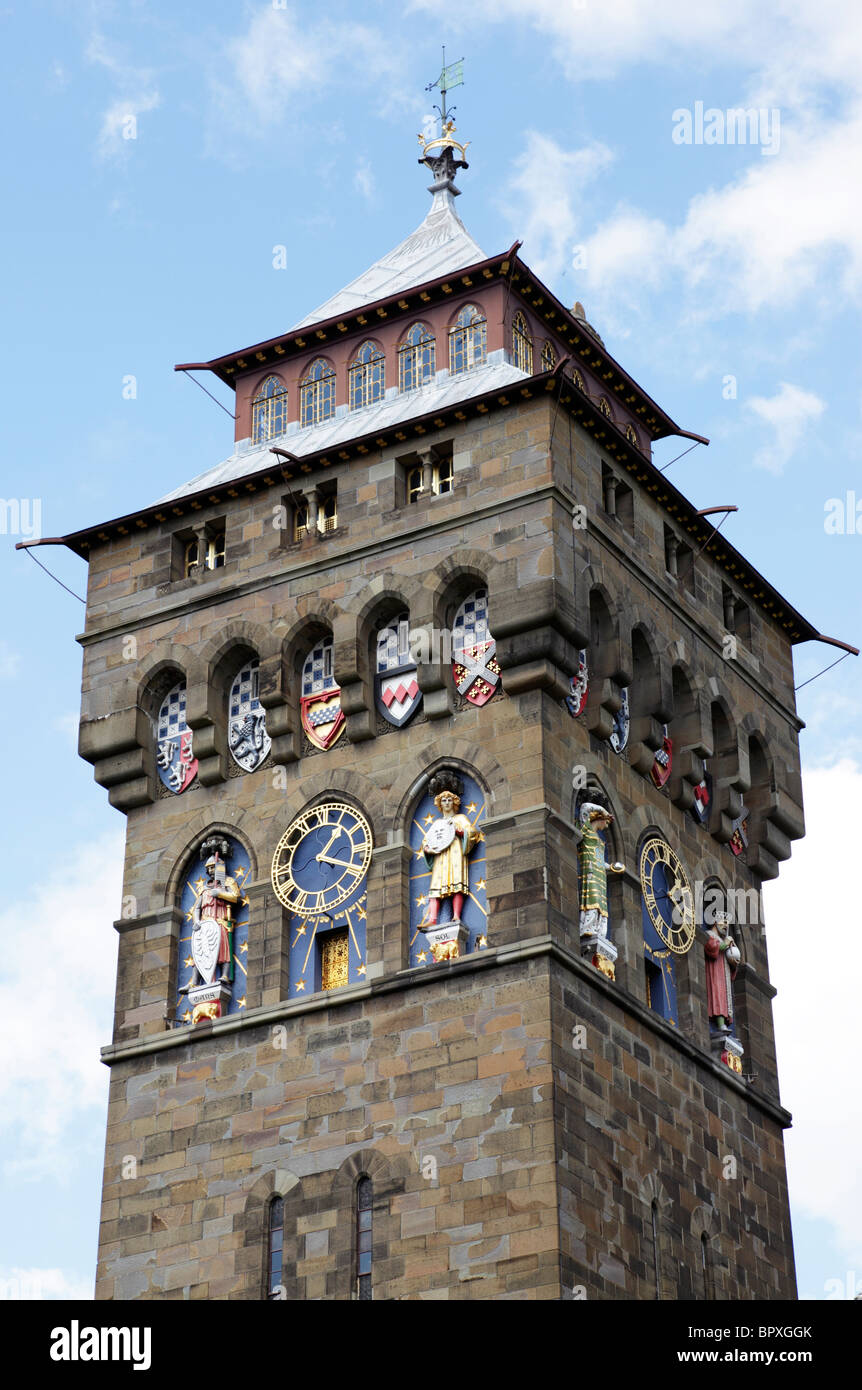 top of the clock tower of cardiff castle on castle street cardiff wales ...