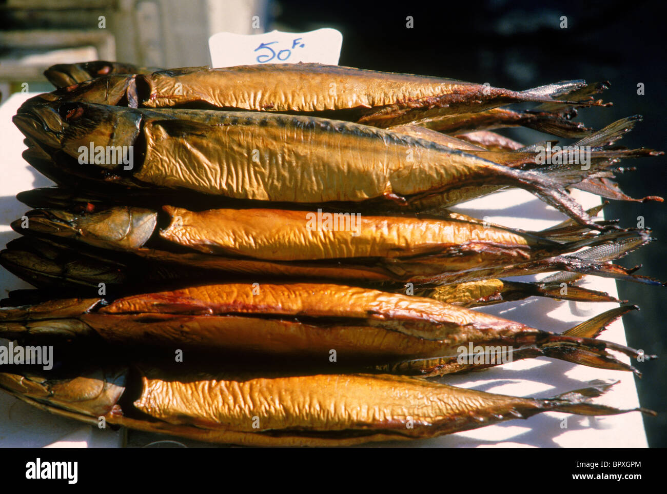 smoked fish at market Stock Photo - Alamy