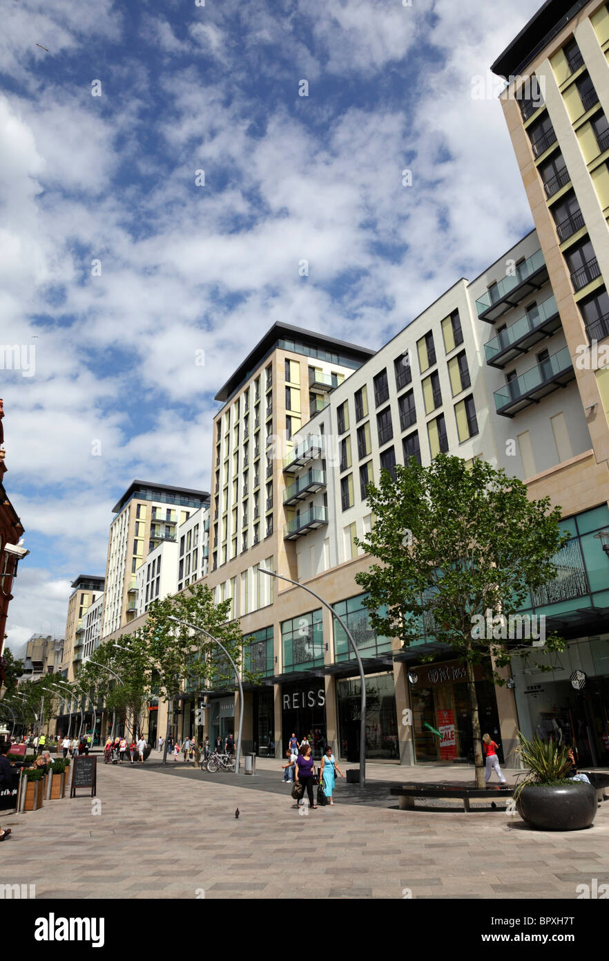 View along The Hayes a modern shopping street in Cardiff Wales UK Stock ...