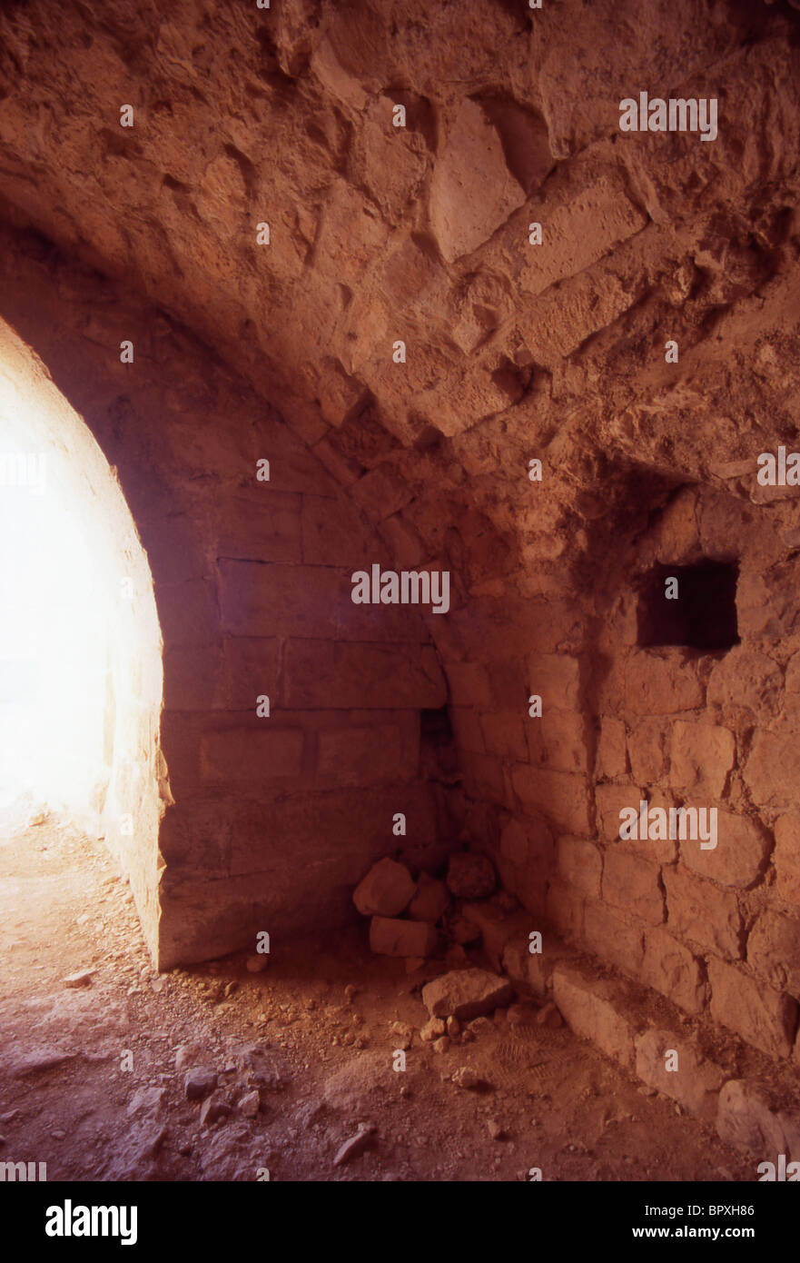 Crumbling walls inside the Crusader Castle at Shobak. Kings Highway ...