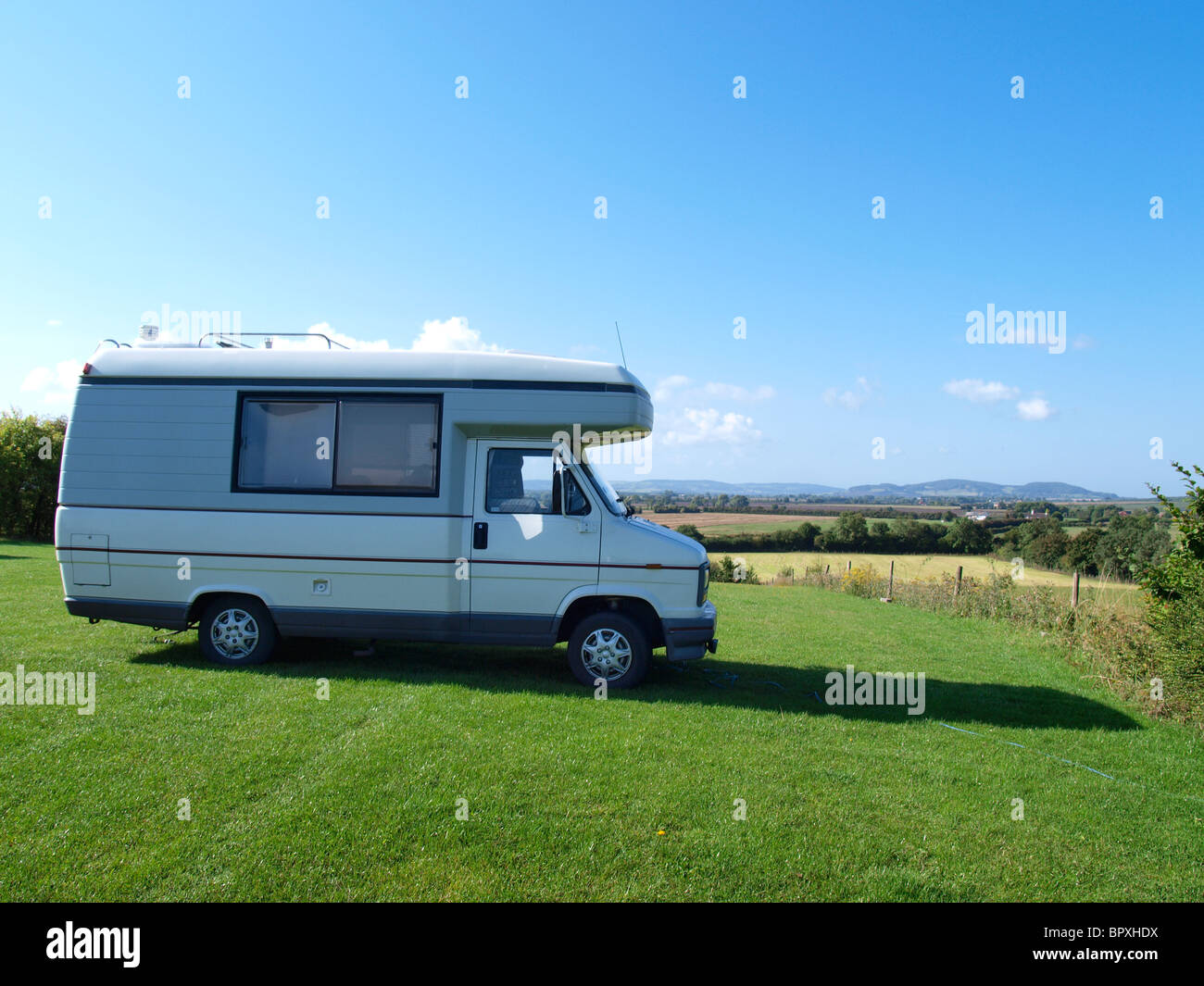 Motorhome with a view over Worcestershire, UK Stock Photo - Alamy