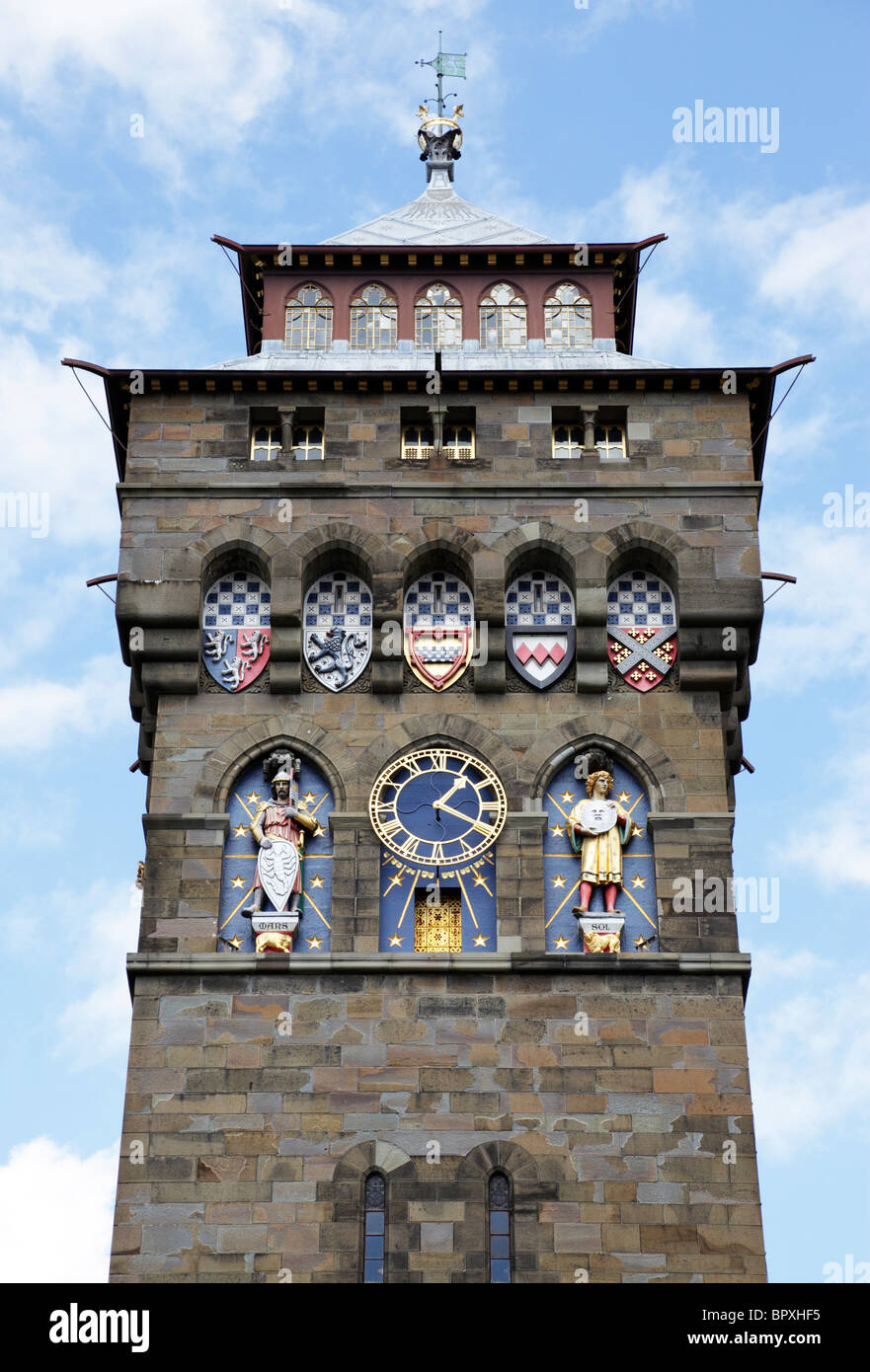 top of the clock tower of cardiff castle on castle street cardiff wales ...