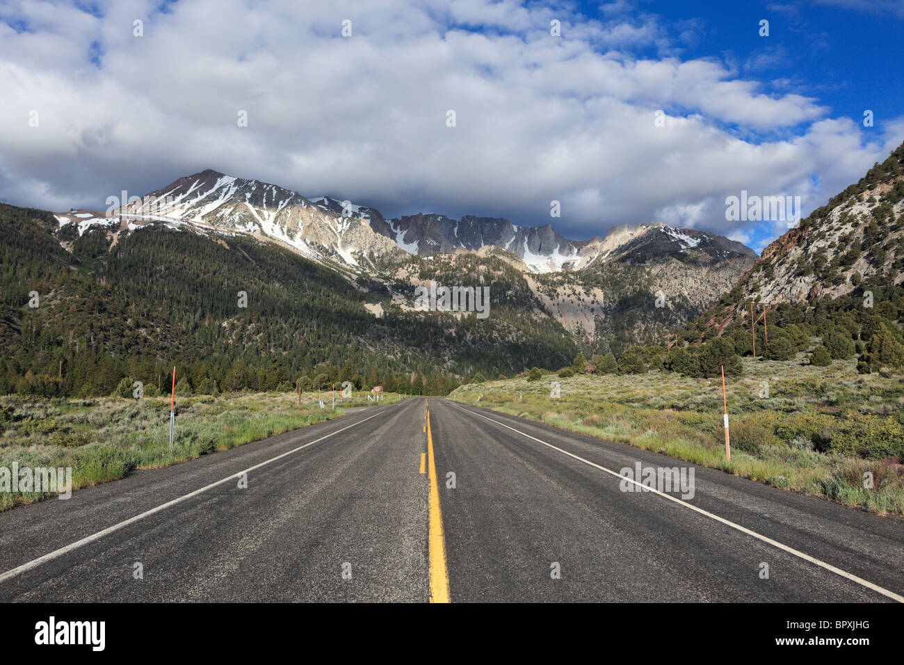 Highway 120 toward Tioga Pass in eastern Sierra Nevada mountains of ...