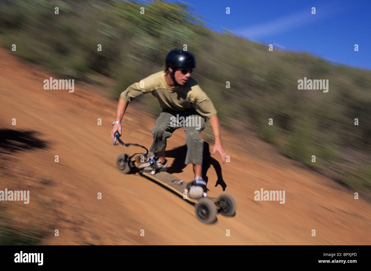 Male mountain boarder in Auburn, California Stock Photo - Alamy