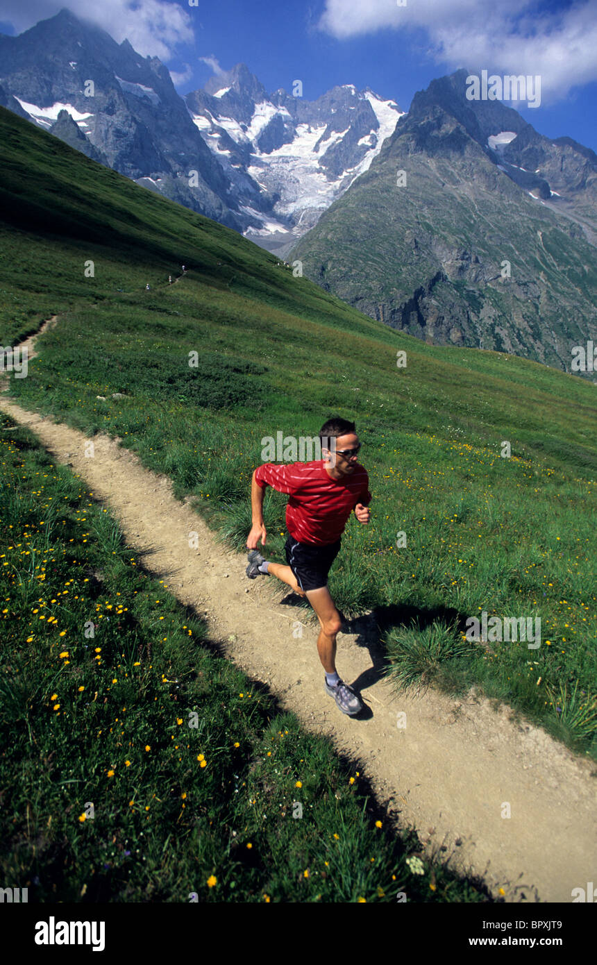Male runner in Lautaret, France Stock Photo - Alamy
