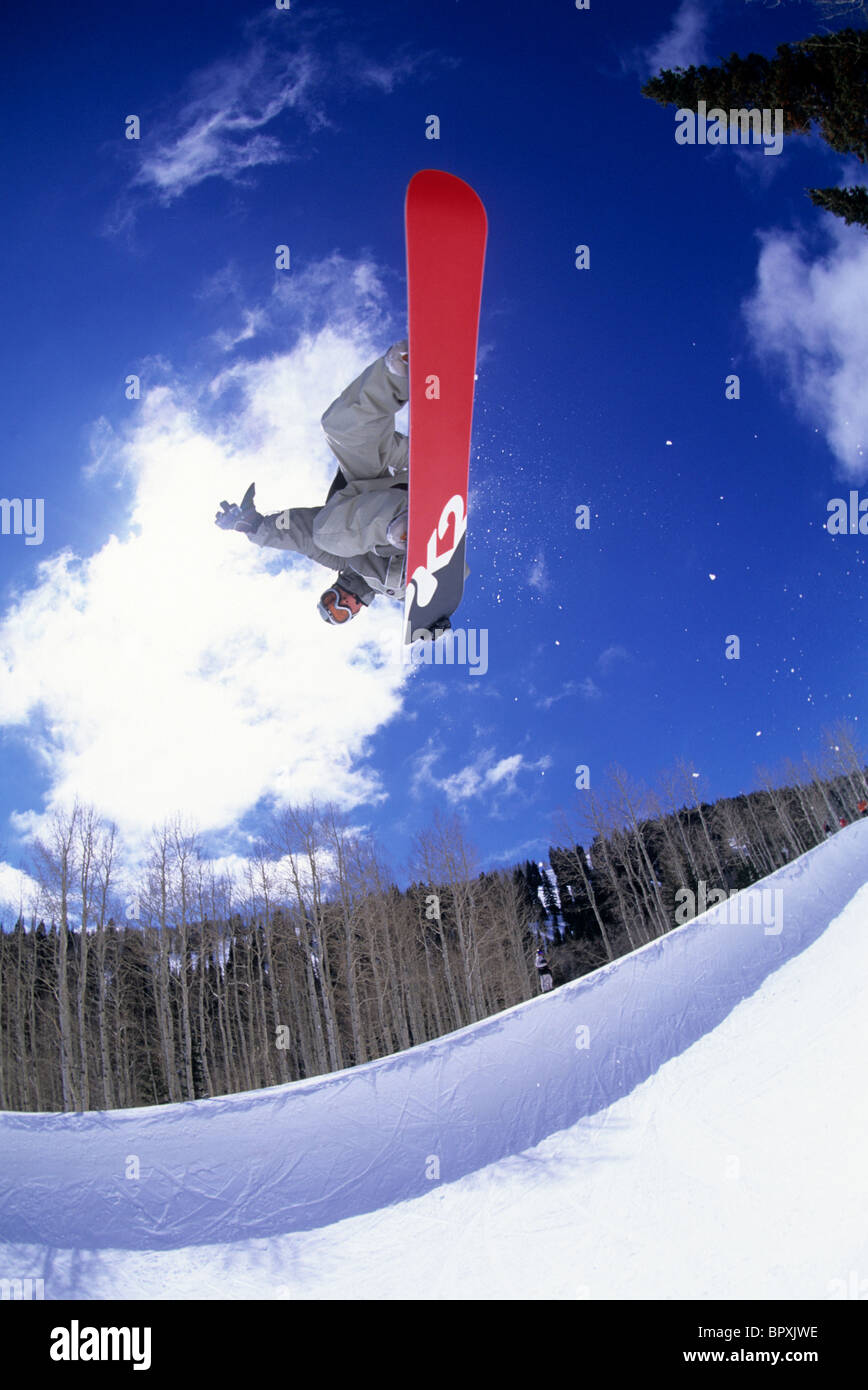 Male snowboarding at the Canyons, Utah Stock Photo - Alamy