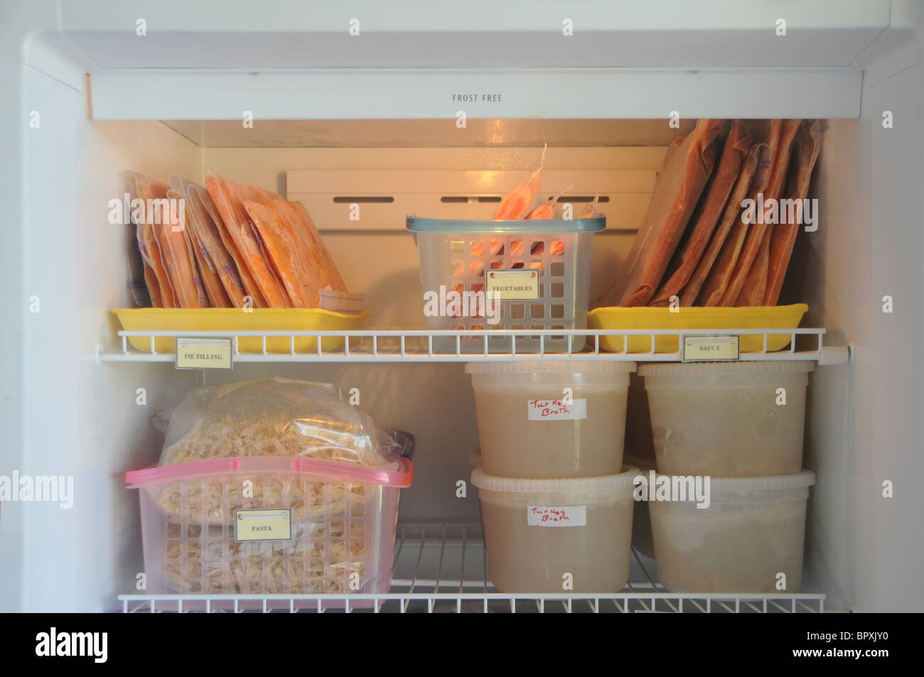 Open Freezer Filled with Food Stock Photo - Alamy