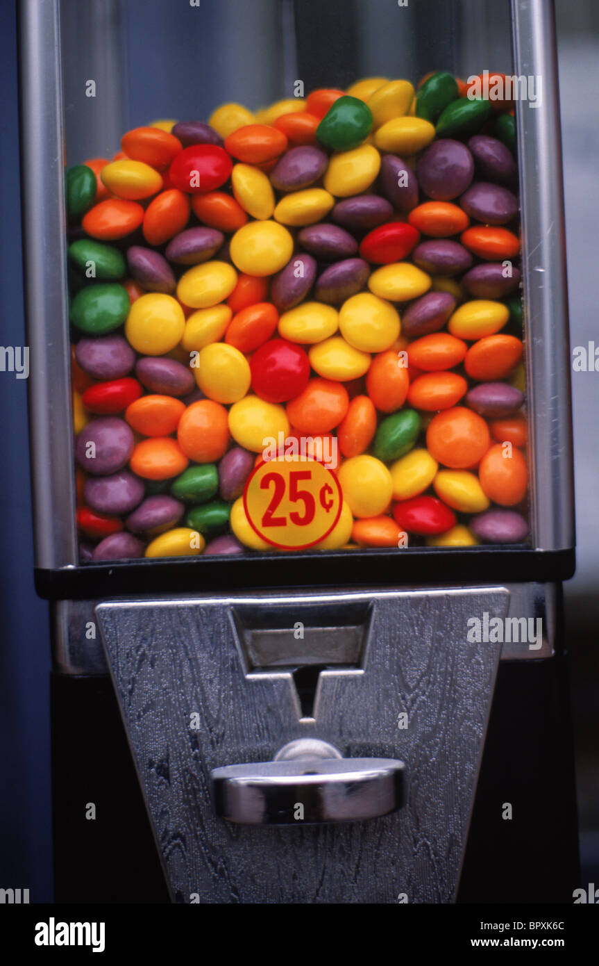 color artificial candies candy machine vending quarter Stock Photo - Alamy