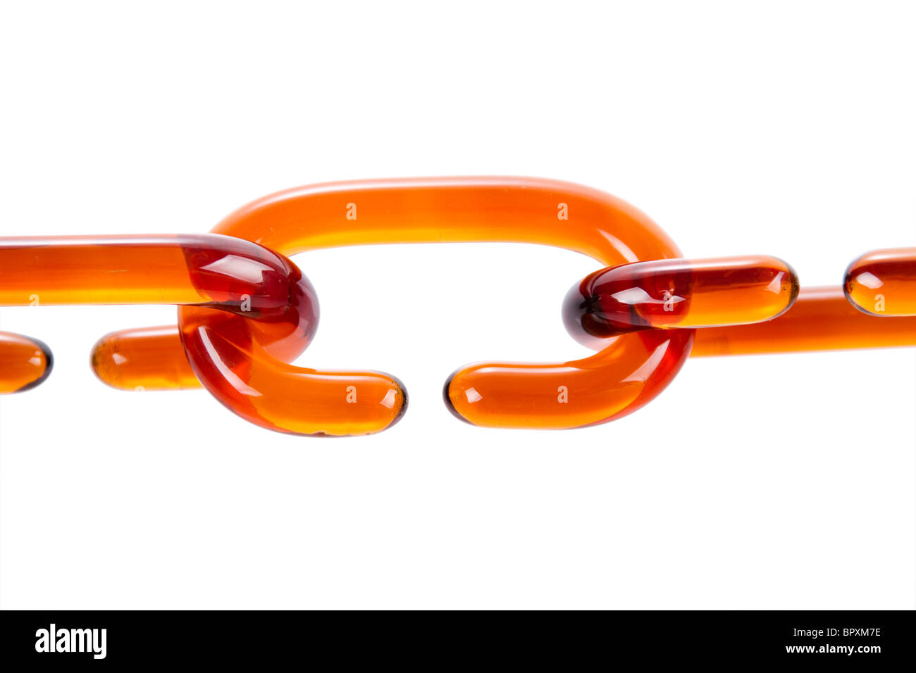 Glass chain links on the white background Stock Photo - Alamy