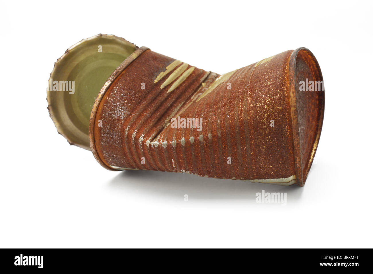 Old crushed rusty tin can Cut Out Stock Images & Pictures - Alamy