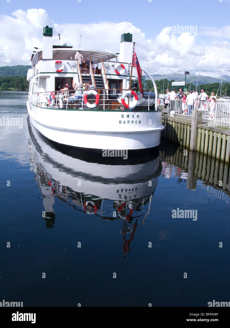 The MV Swan alongside at Bowness on Lake Windermere taking on ...