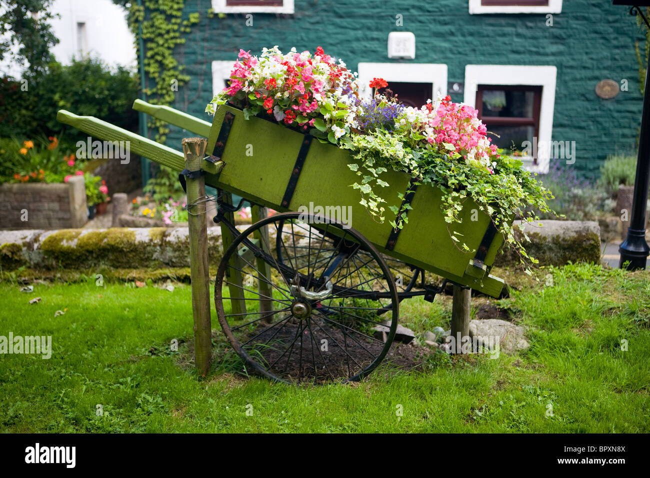 A Floral Display in the Lancashire Coastal Village of Haysham Stock ...