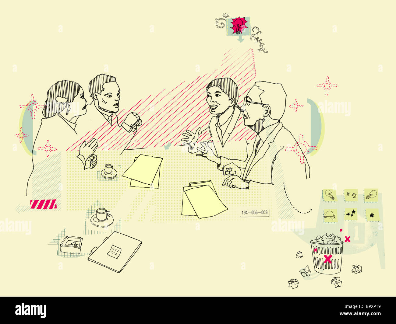 Illustration of a business discussion Stock Photo - Alamy