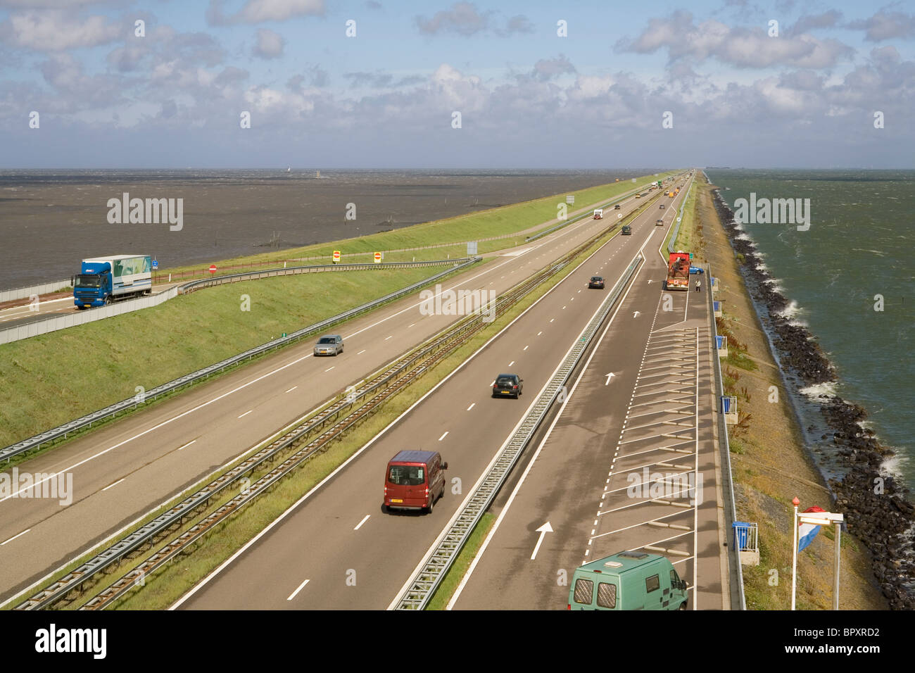 Holland Afsluitdijk & A7 (E22) motorway Stock Photo - Alamy