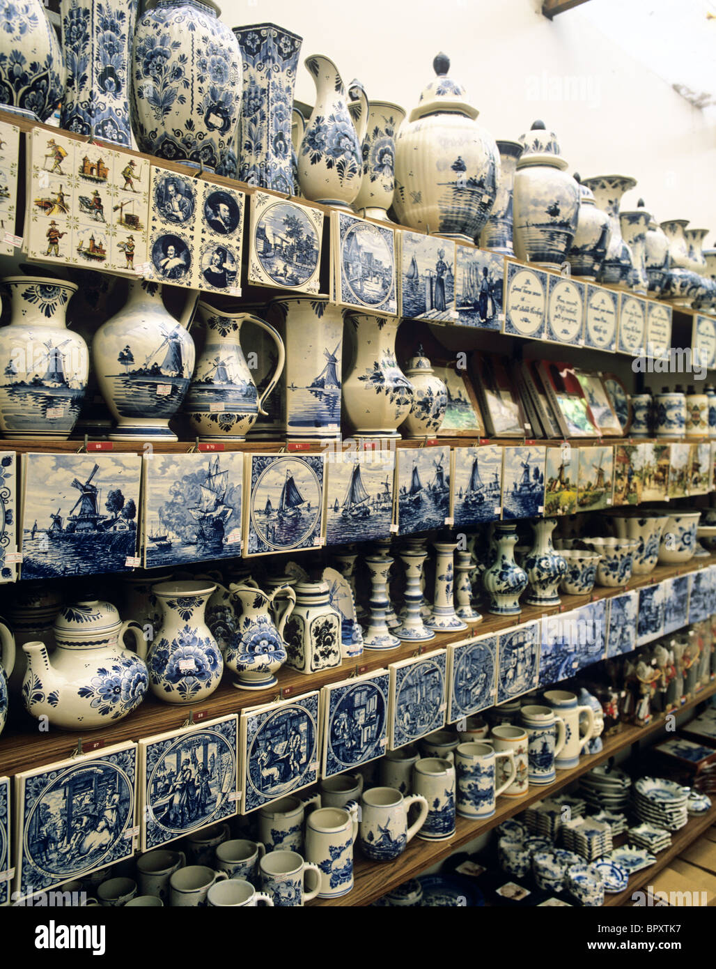 A display of Delft Blue Pottery Stock Photo - Alamy