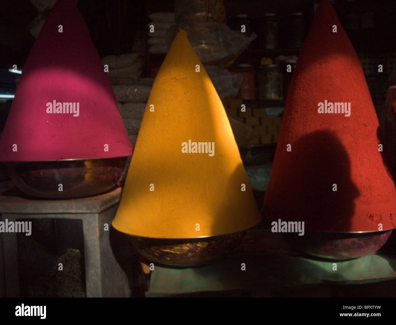 Multicolored powder for use in Hindu religious ceremony Stock Photo - Alamy