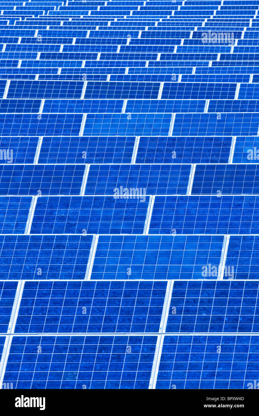 czech republic, bohemia - sunlight collectors at solar panel station ...