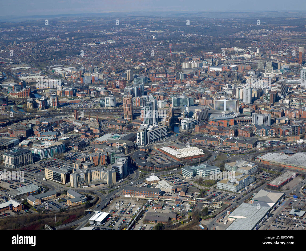 Holbeck Village, and Leeds City Centre from the air, Summer 2010 Stock ...