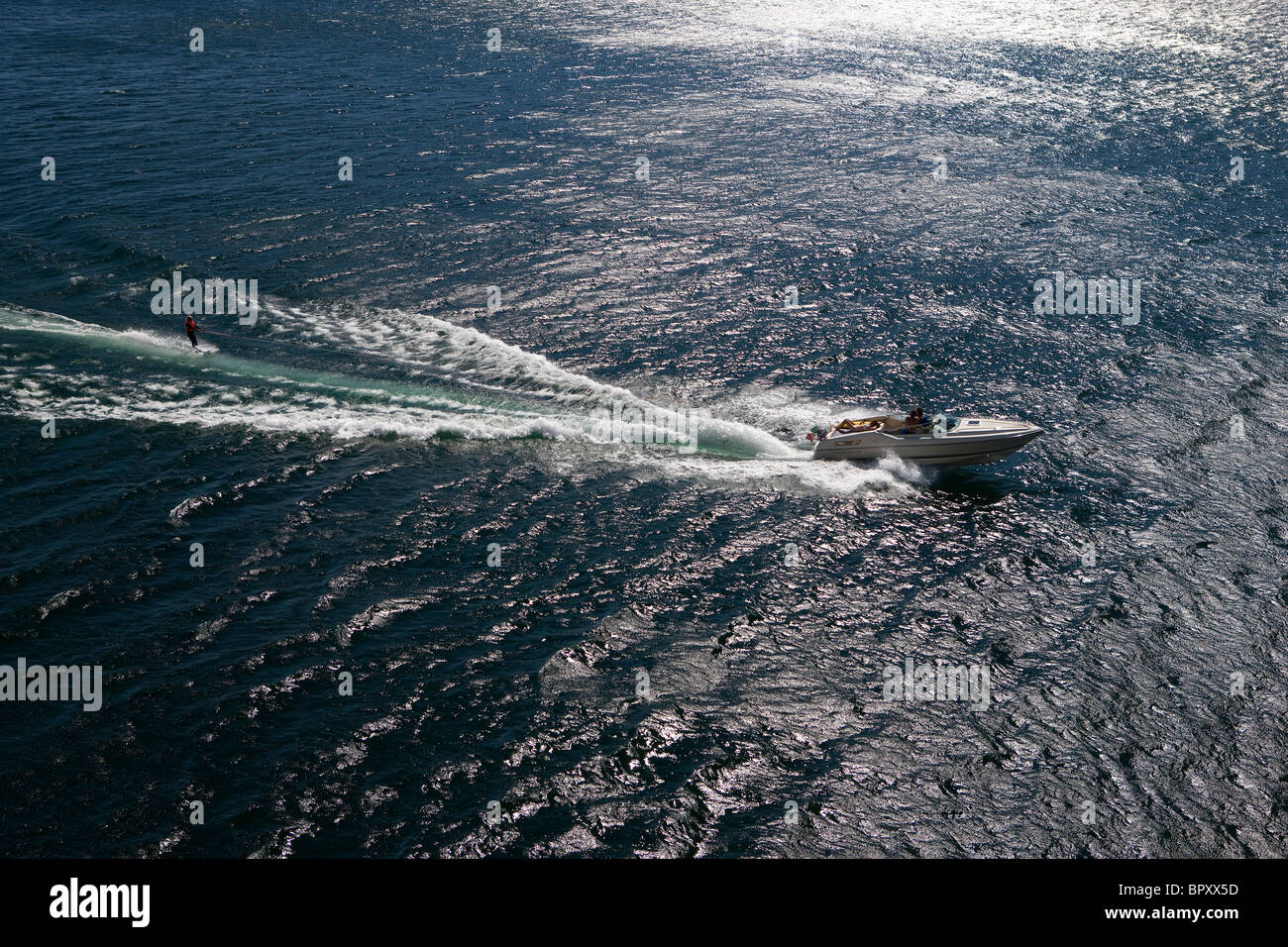sea, boat, water skiing Stock Photo - Alamy