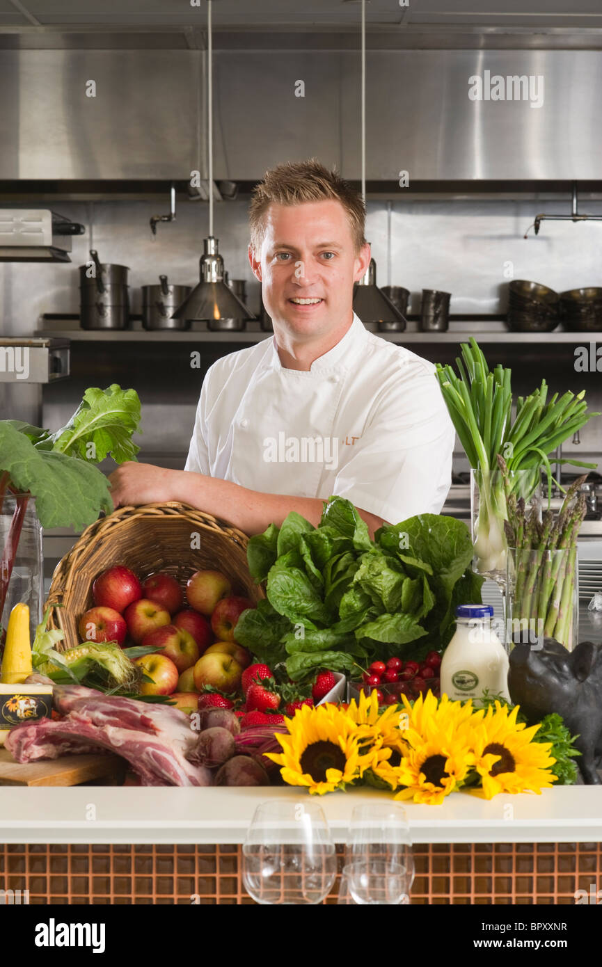 Chef Brian Voltaggio , Frederick MD, with Fruits and vegetables in a ...