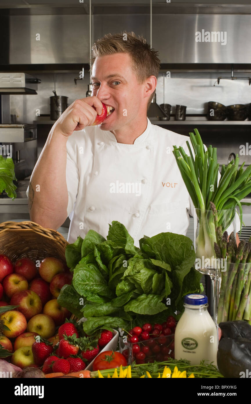Chef Brian Voltaggio , Frederick MD, with Fruits and vegetables in a ...
