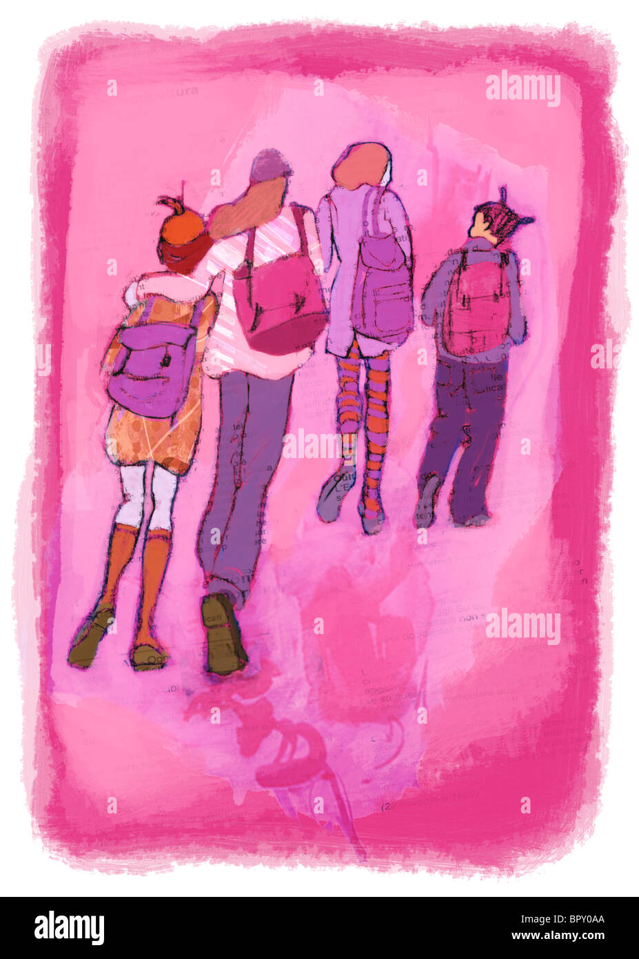 Group friends walking home from hi-res stock photography and images - Alamy