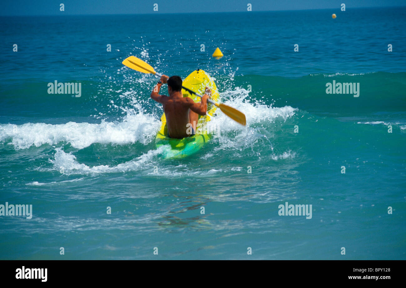 Maguelone France Languedoc-Roussillon Man Kayaking In The Sea Stock ...