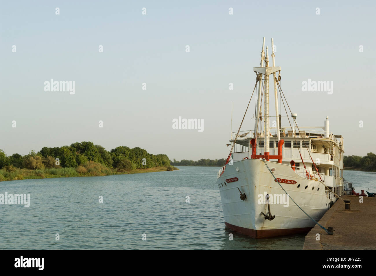 Cruise ship on the Senegal river, Podor, Senegal Stock Photo - Alamy