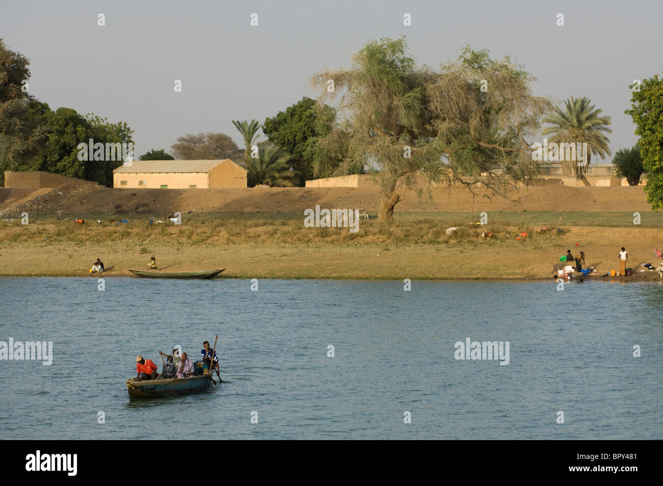 Boat crossing the Senegal river, Podor, Senegal Stock Photo - Alamy