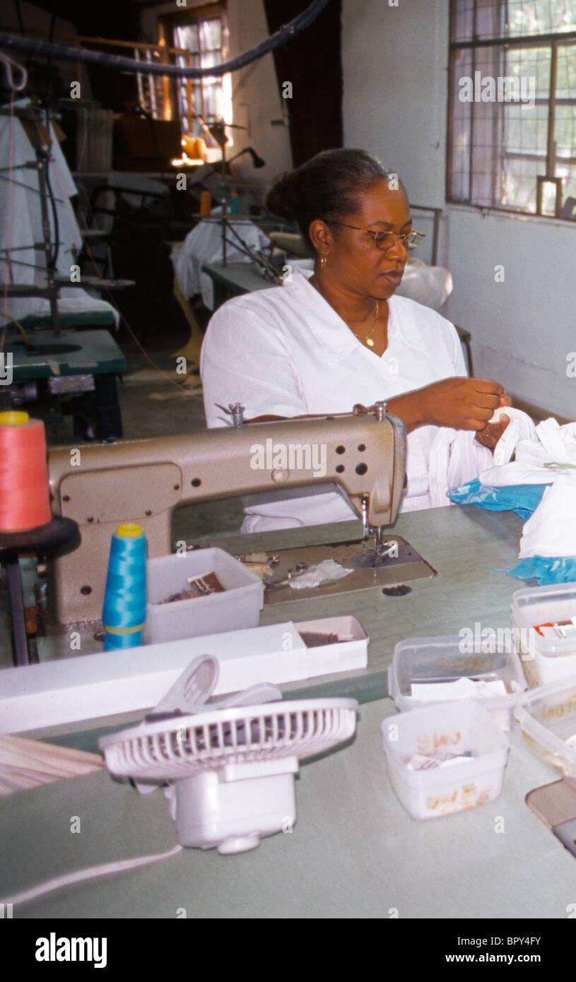 Andros Island Bahamas Woman Working In Clothing Factory Sewing Batik ...