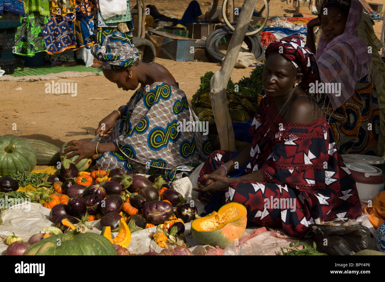 Women selling fresh produce in the market, Podor, Senegal Stock Photo ...