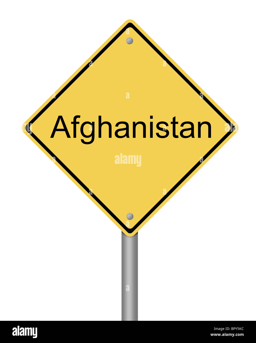 Afghanistan yellow warning sign Stock Photo - Alamy