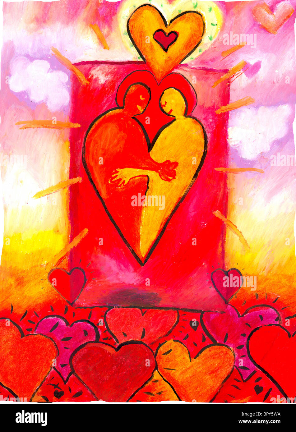 Illustration hug hugging females hi-res stock photography and images ...