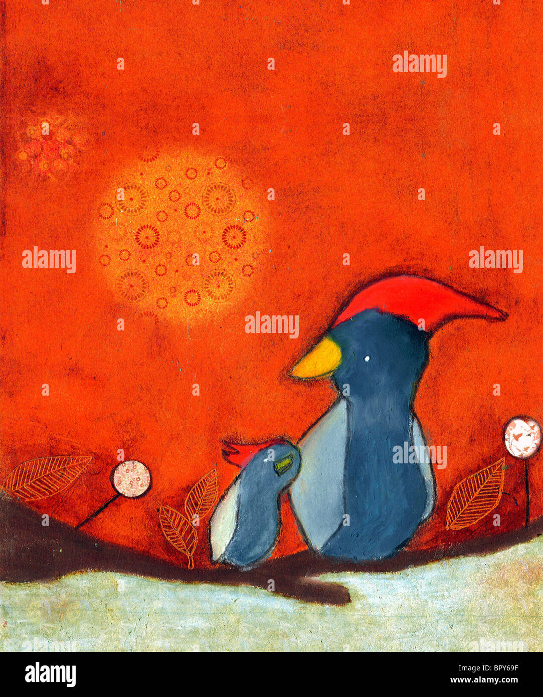 Two red birds hi-res stock photography and images - Alamy