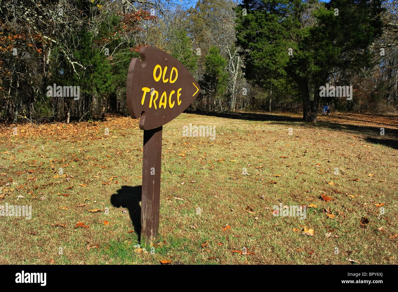 Part of the old Natchez Trace passes by the Meriwether Lewis Monument ...