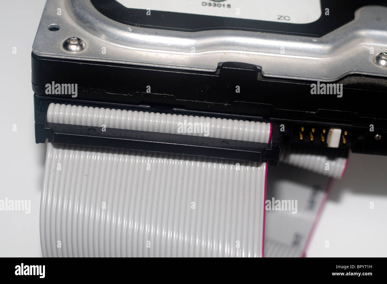 Computer hard disk and cable close up of the parallel connector Stock ...
