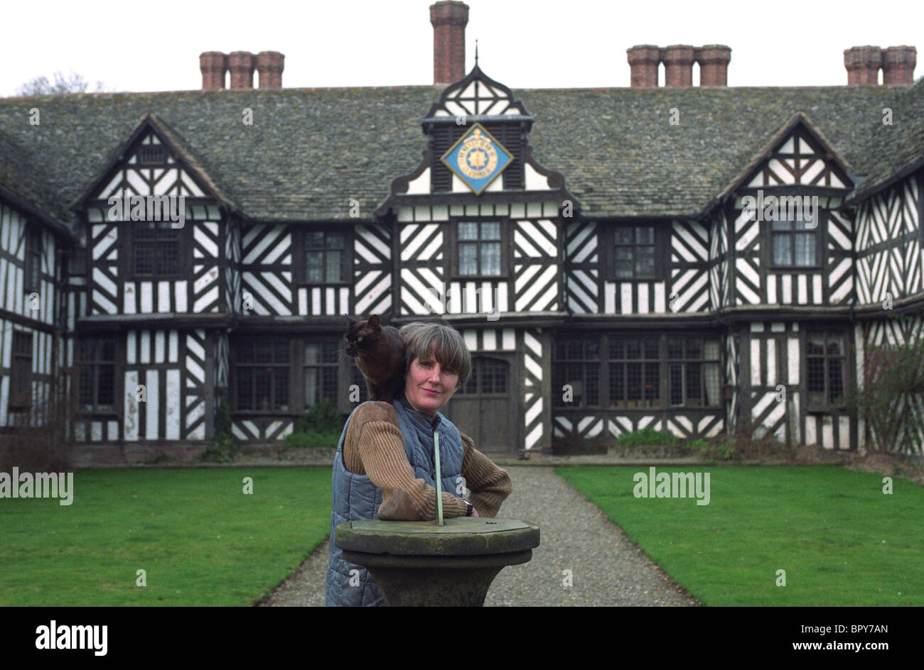 Caroline Colthurst former fashion model and her pet cat at Pitchford ...
