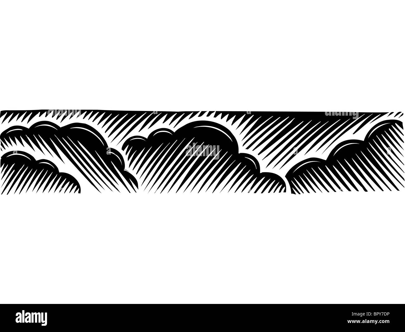 Illustration of clouds in scratch board style Stock Photo - Alamy