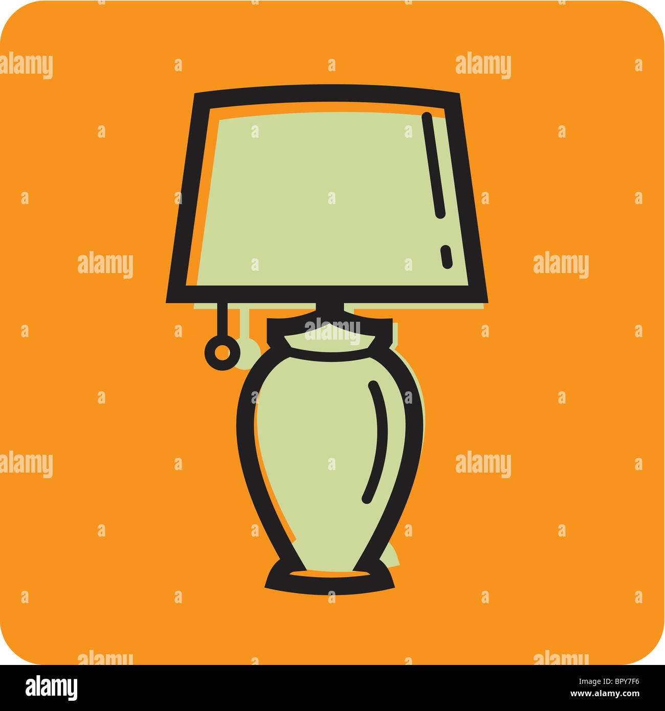 Illustration of a lamp on an orange background Stock Photo - Alamy