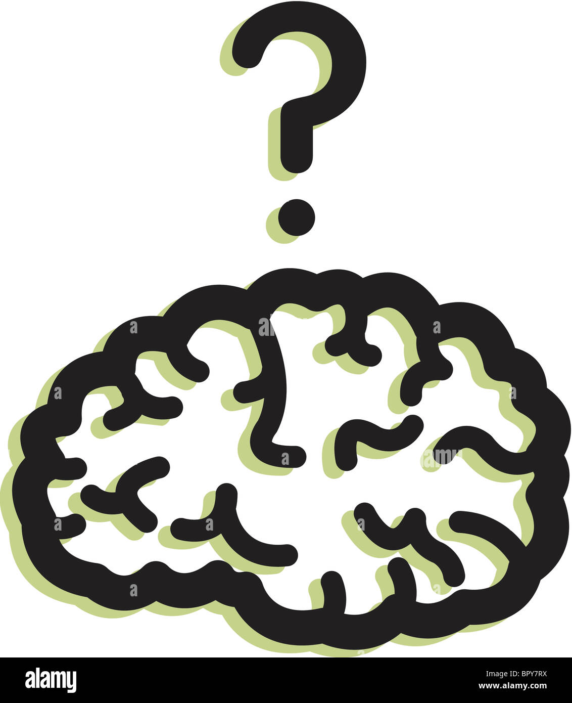Illustration of a brain and a question mark Stock Photo - Alamy